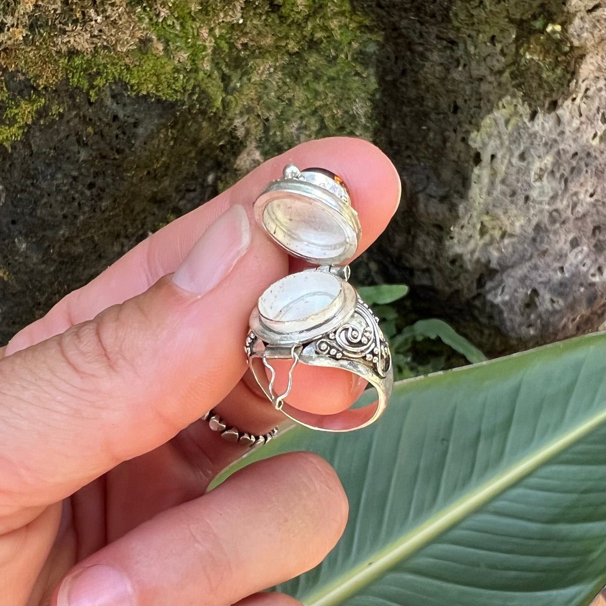 Baltic Amber Silver Poison Ring | Whaler's Locker