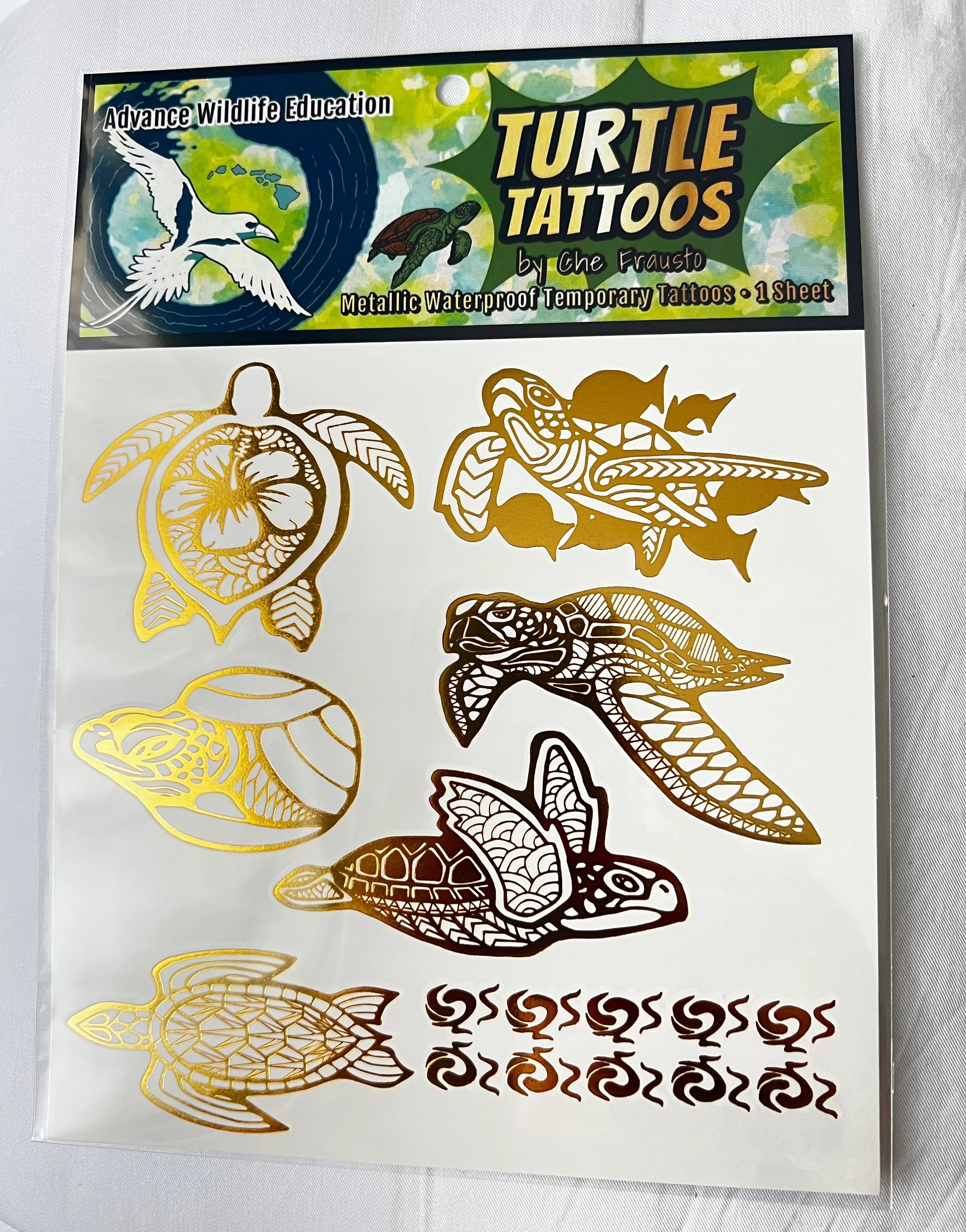 Metallic Gold Sea Turtle Temporary Tattoos | Whaler's Locker