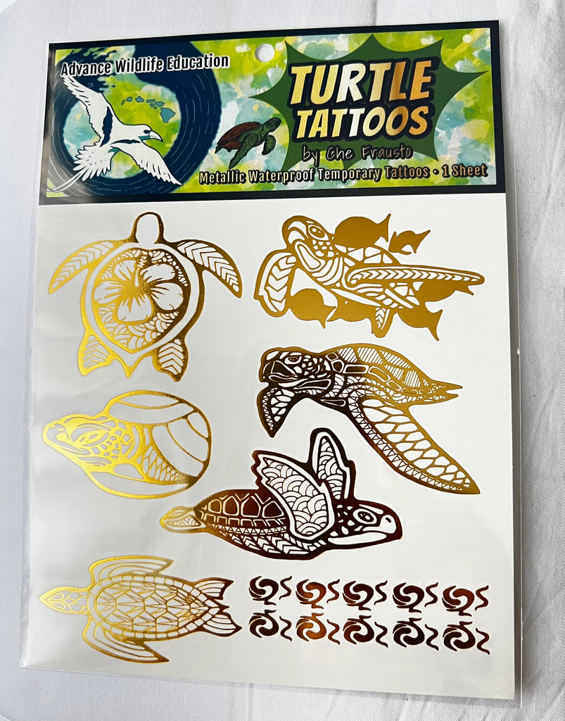 Metallic Gold Sea Turtle Temporary Tattoos | Whaler's Locker